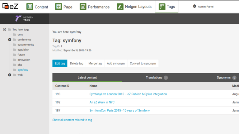 Admin Interface R Evolution Netgen